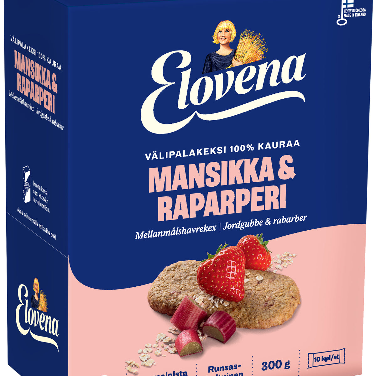 Elovena 10x30g strawberry-rhubarb wholegrain snack biscuit 100% oats ...