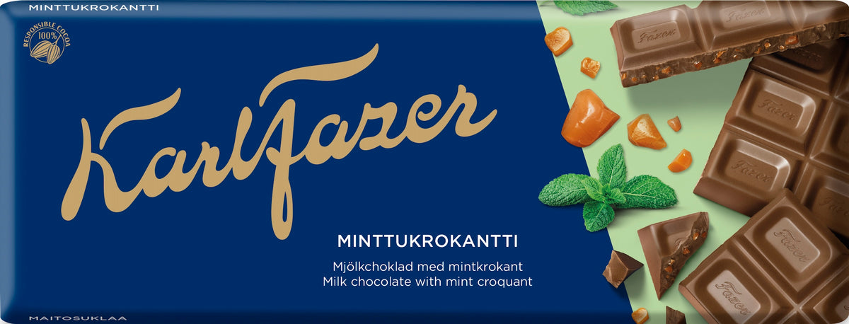Karl Fazer Mint Croquant chocolate tablet 180g – Suomikauppa Switzerland
